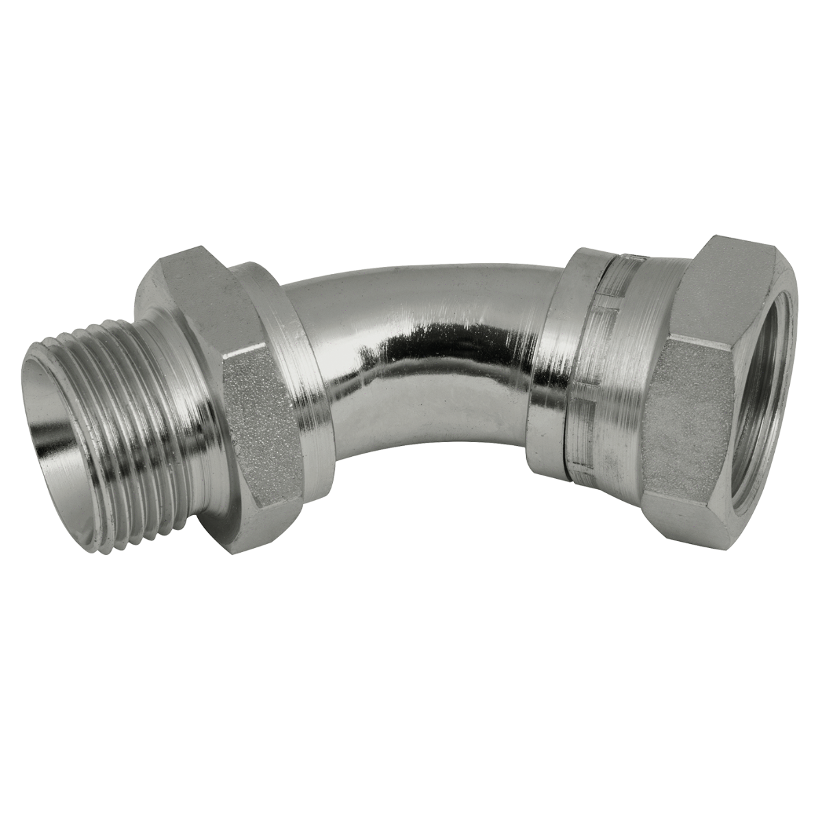 BSPP Male x BSPP Swivel Female 45° Swept Elbow 60° Cone – The Hosemaster